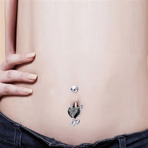Mulheres Navel O Do Cora O Forma Zircon Belly Anis De A O Inoxid