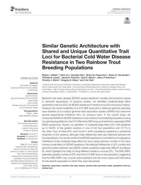 Pdf Similar Genetic Architecture With Shared And Unique Quantitative Trait Loci For Bacterial
