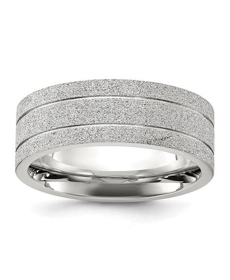 Chisel Stainless Steel Polished Laser Cut And Grooved Band Ring Macys