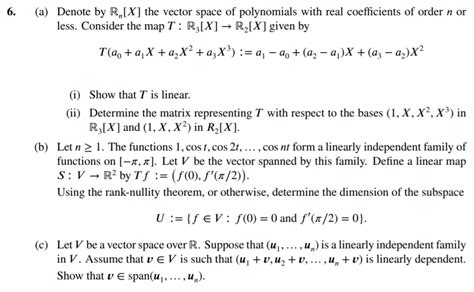 Solved A Denote By R X The Vector Space Of Chegg