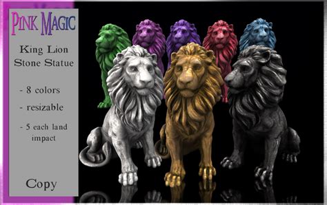 Second Life Marketplace Pink Magic King Lion Stone Statue
