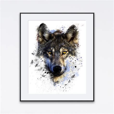 Grey Wolf Art Print Wolf Wall Art Wolf Lover Ts Wolf Etsy