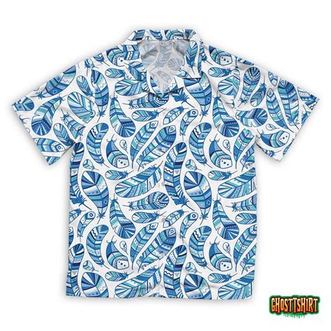 Feathers Seamless Pattern In Boho Style Vector Hawaiian Beach Shirt