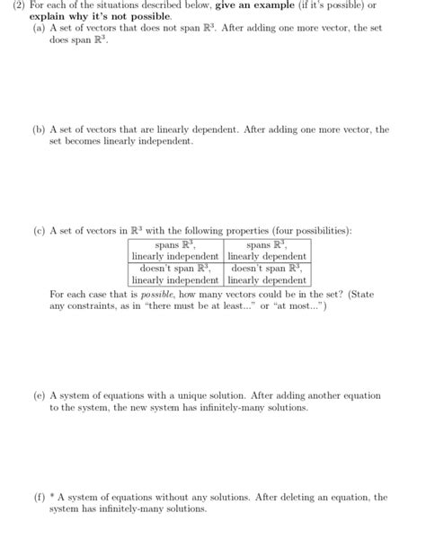 Solved 2 For Each Of The Situations Described Below Give