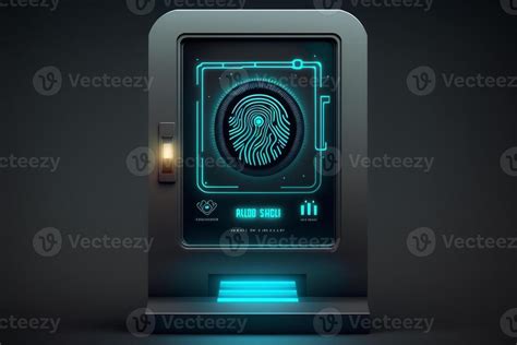 A Digital Screen With A Fingerprint Scanner Indicating Biometric Security Measures To Access