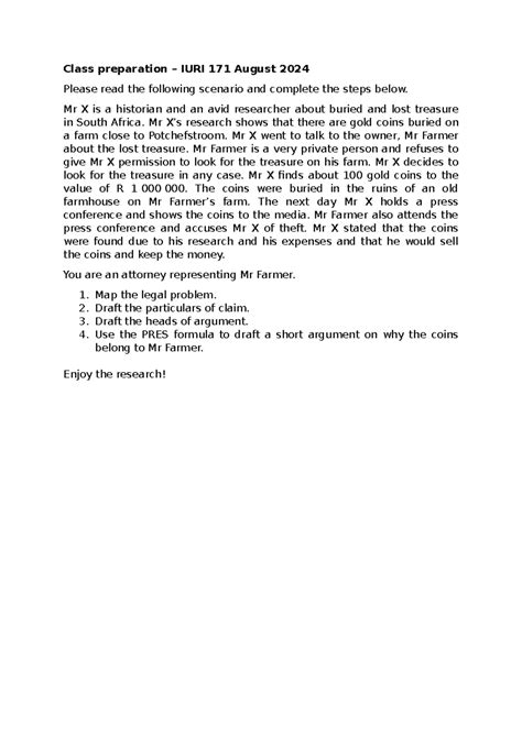 Class Preparation August 2024 Class Preparation Iuri 171 August