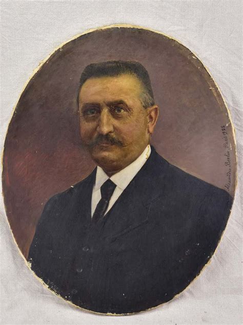 Antique French Portrait Oil On Canvas Alexandre Bertin Paris 1922 Chez Pluie