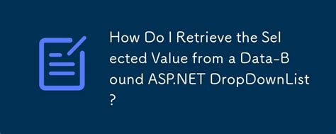 如何從資料綁定的 asp dropdownlist 中擷取選定的值？ mysql教程 php中文網