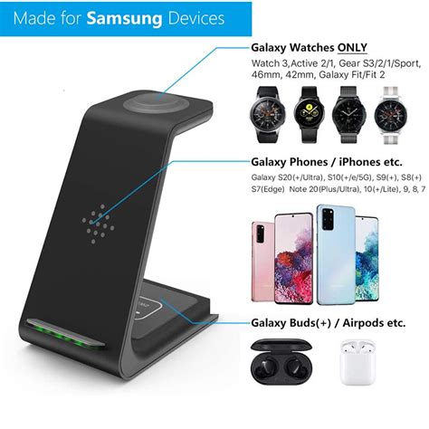 3 In 1 Qi Certified Fast Wireless Charging Station For Samsung Phone