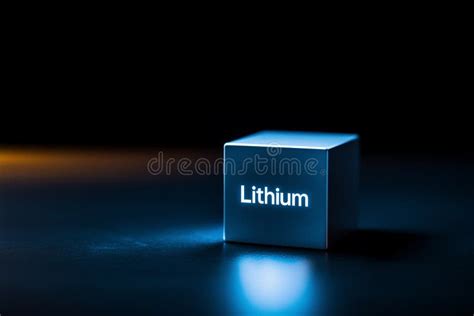 Illuminated Lithium Element Cube Stock Illustration Illustration Of