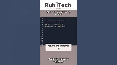 Javascript Charat Method Javascriptinterviewquestions Javascripttutorial Javascript Job