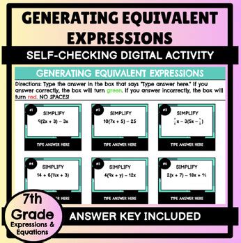 Simplifying Expressions Distributive Property Like Terms Digital Self Check