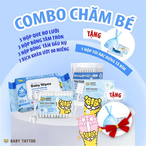 TẶNG KÈM HỘP TÚI RÁC ĐỰNG TÃ BỈM Combo Vệ Sinh Cá Nhân BABY TATTOO