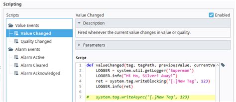 Tag Value Changed Script Does Not Appear To Execute Ignition