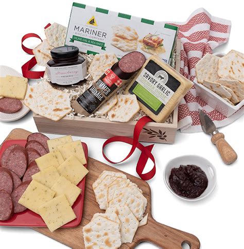 GourmetGiftBaskets Holiday Meat And Cheese Gift Basket Crate Gourmet Food Gift Baskets