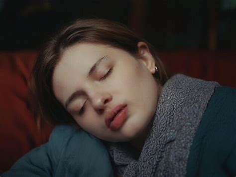 Sick Woman With Closed Eyes Having Sore Throat Touching Neck Premium