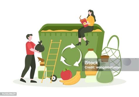제로 폐기물 템플릿 손으로 그린 만화 플랫 일러스트 레이 션 내구성과 재사용 가능한 항목 또는 제품은 환경 친화적 인