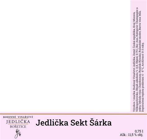 Jedlička Sekt Šárka Etiketa 0 75l 11 5 Alkohol Cz