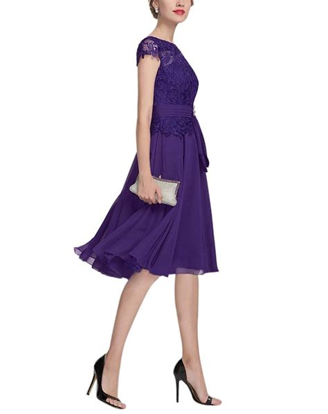Tutuvivi Womens A Line Chiffon Lace Mother Of The Bride Dresses Cap