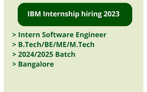 IBM Internship Hiring 2023 Intern Software Engineer B Tech BE ME M