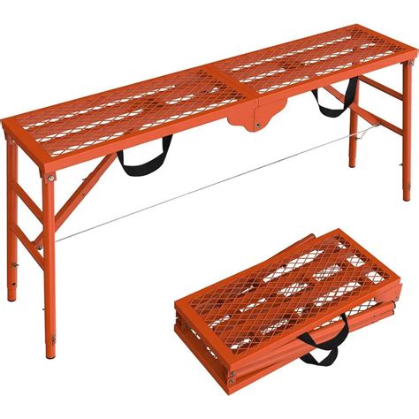 Kiwdzfu Adjustable Height Folding Scaffolding Platform 574 X 157 Iron Portable Work Ladder