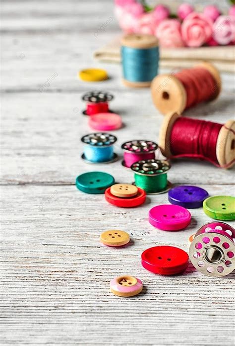 Thread And Buttons With Beads Sewing And Needlework Buttons And Spool