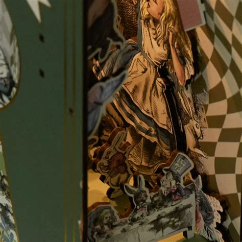 Alice In Wonderland Wooden Book Nook Bookshelf Insert Fifijoy