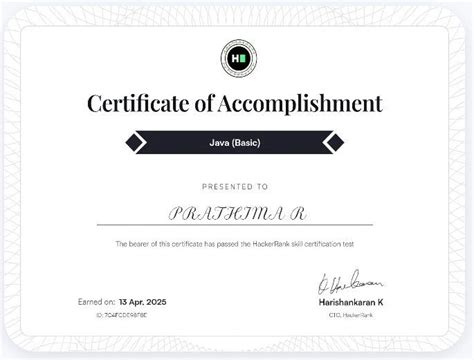 Java Programming Certification Coding Techskills Hackerrank