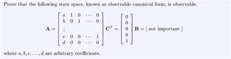 Solved Prove That The Following State Space Known As