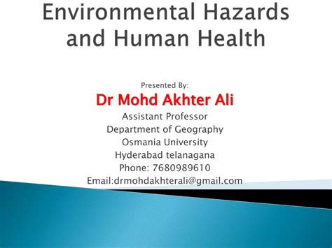 Environmental Hazards And Human Health Pptx