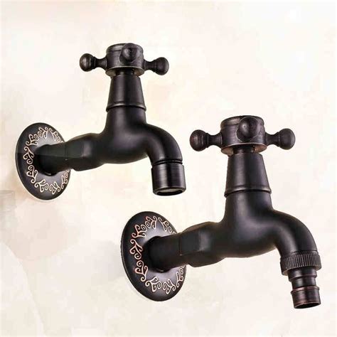 Luxury Bibcock Faucet Brass Black Washing Machine Faucet Bathroom Mop Small Tap Cold Water Wall