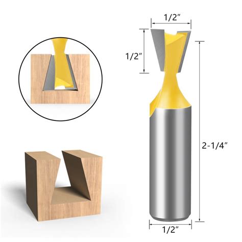 Tooltekt® Dovetail Router Bits 12 Shank