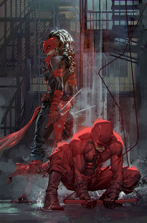 Daredevil Elektra Natchios And Matt Murdock Marvel Drawn By Kael