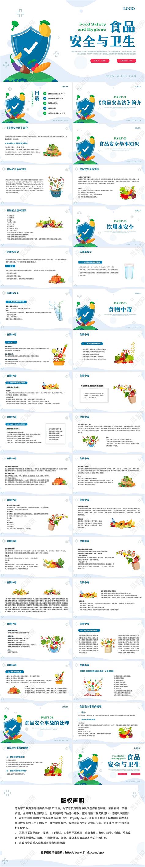 蓝色动态卡通食品安全与卫生宣传ppt模板下载 觅知网