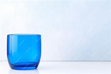 Blue Tinted Glass Against A White Backdrop Premium Ai Generated Image