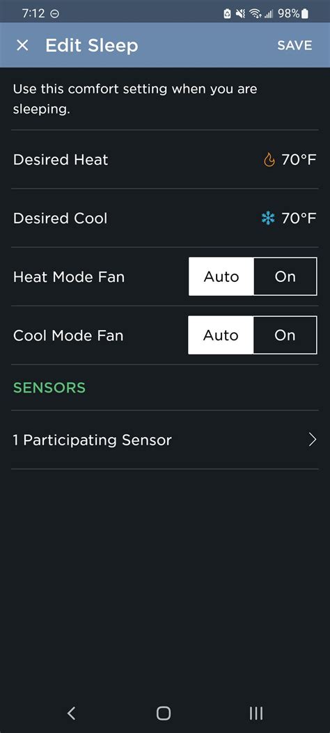 Thermostat Is Not Using Smart Sensor Temp Only Main Thermostat Are My