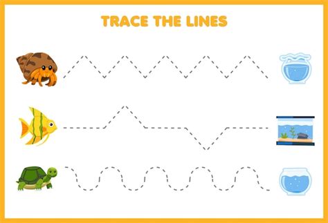 Premium Vector Handwriting Practice Game Trace The Lines With Cute