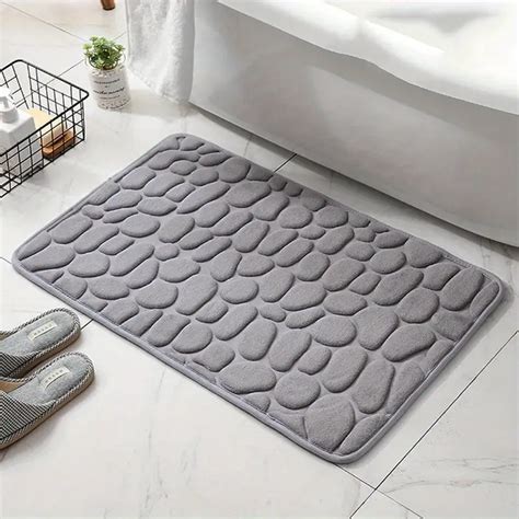 Soft Comfortable Memory Foam Bath Rug Cobblestone Embossment Temu