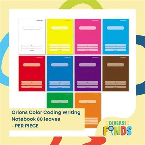 Orions Color Coding Writing Notebook W Plastic Jacket 80lvs Set Of 1