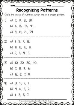 Number Sequence Patterns Worksheets By Krishna Chaitanya Sambana