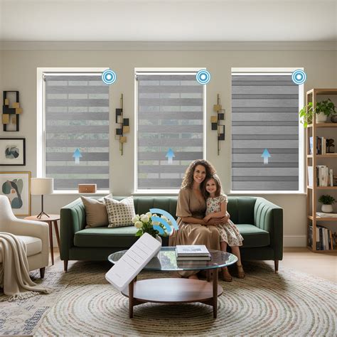Motorized Crystal No Drill Semi Sheer Zebra Shades Extra Wide And Smart