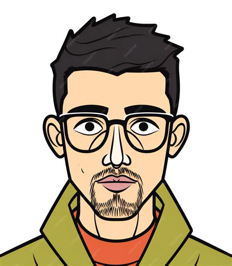 Premium Ai Image Bold Line Quirky Man Minimal Avatar On White Background