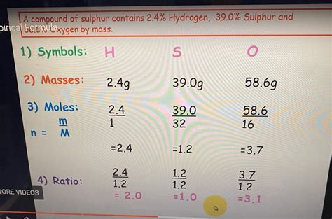 Chem Why Does Dividing By Smalles Number In The Ratio Make It Whole Number Rhomeworkhelp