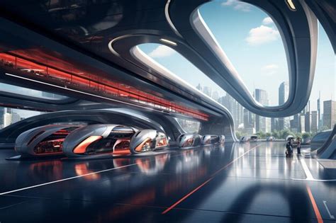Premium AI Image A Transportation Hub With A Hyperloop System Conne