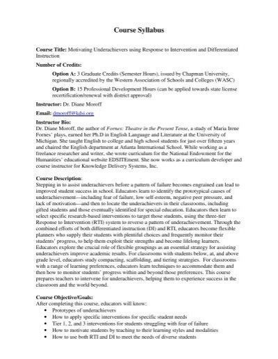 Download Course Syllabus Knowledge Delivery Systems