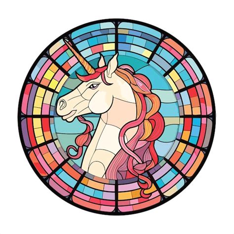 Premium Vector Unicorn Colorful Watercolor Stained Glass Cartoon