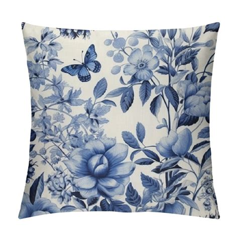 Comio Blue And White Floral Pillow Covers Chinoiserie Pillow Cover