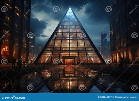 Glass Pyramid Structure The Original Public Transport Station In The Megalopolis Of The Future