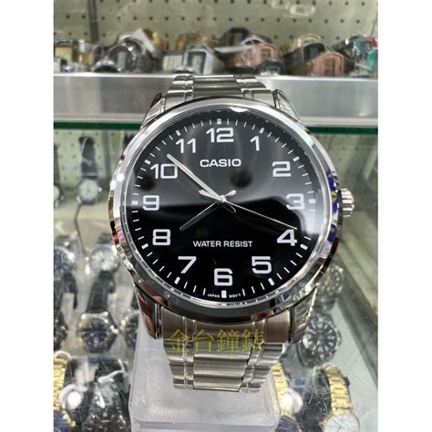 【金台鐘錶】casio卡西歐 Mtp V001d 1b 男錶 38mm 黑面 數字指針錶款 生活防水 蝦皮購物