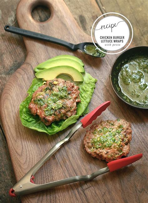 Chicken Burger Lettuce Wraps With Non Dairy Pesto